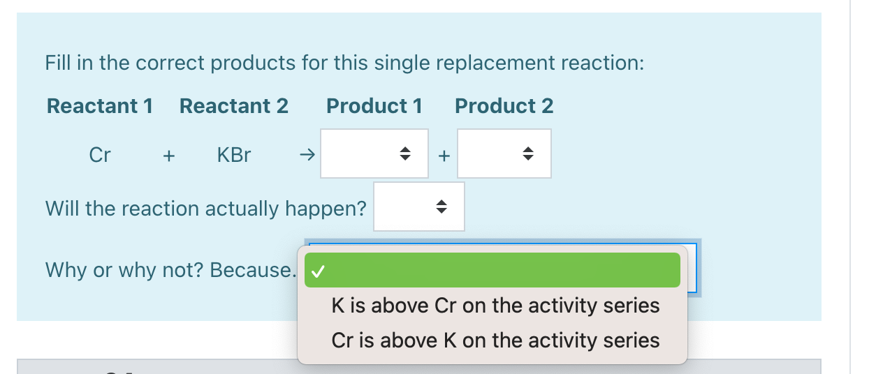 Solved Fill in the correct products for this single | Chegg.com