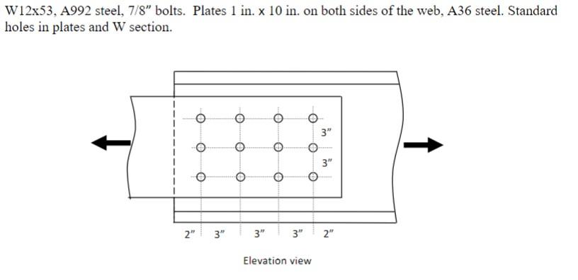 Solved W12x53, A992 steel, 7/8” bolts. Plates 1 in. x 10 in. | Chegg.com