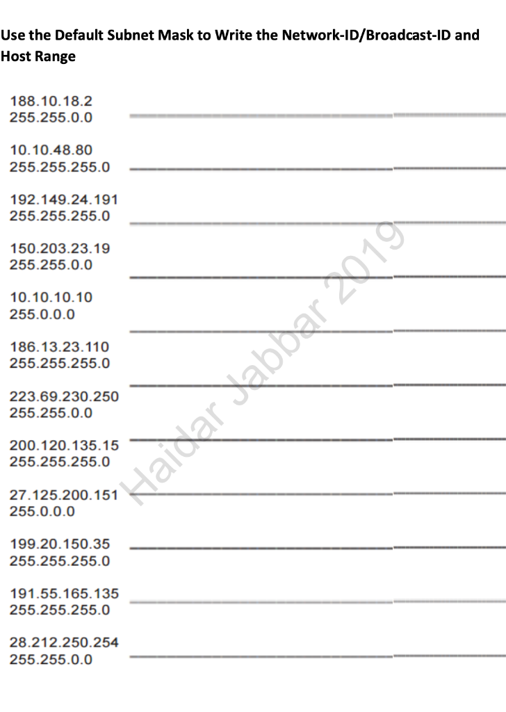 Solved Use the Default Subnet Mask to Write the | Chegg.com
