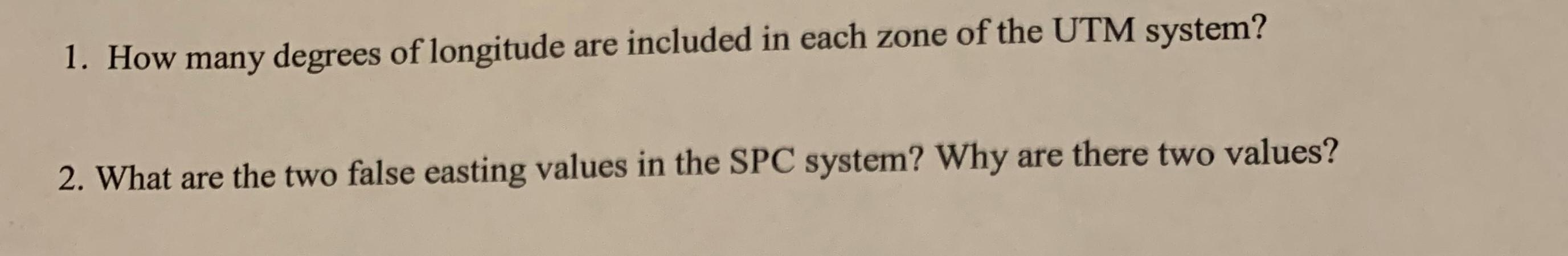 Solved 1. How many degrees of longitude are included in each | Chegg.com