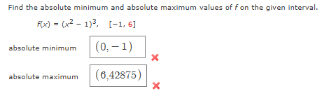 Solved Find the absolute minimum and absolute maximum values | Chegg.com