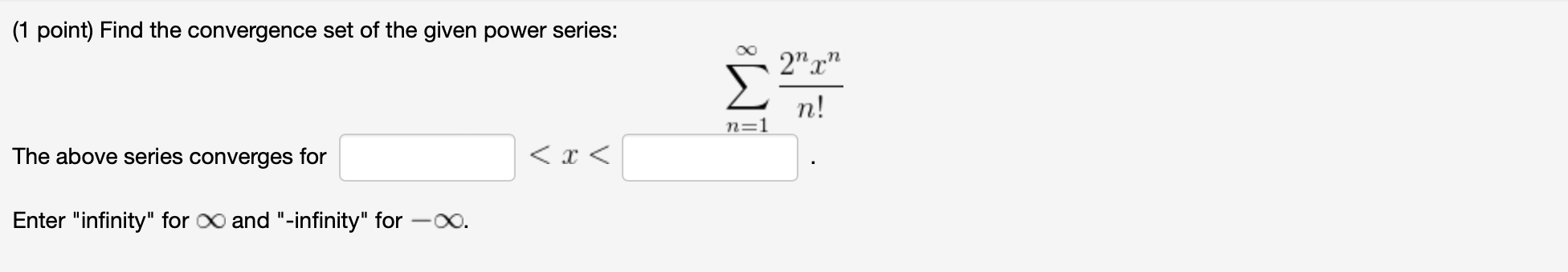 Solved (1 point) Find the convergence set of the given power | Chegg.com