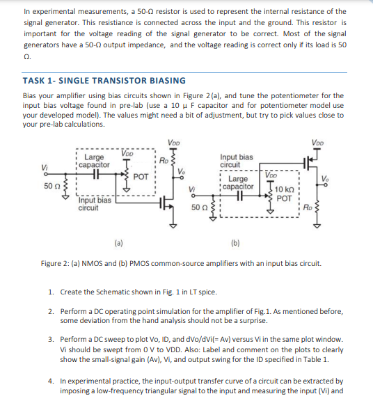 COMMON SOURCE AMPLIFIER WITH BIASING CIRCUIT | Chegg.com