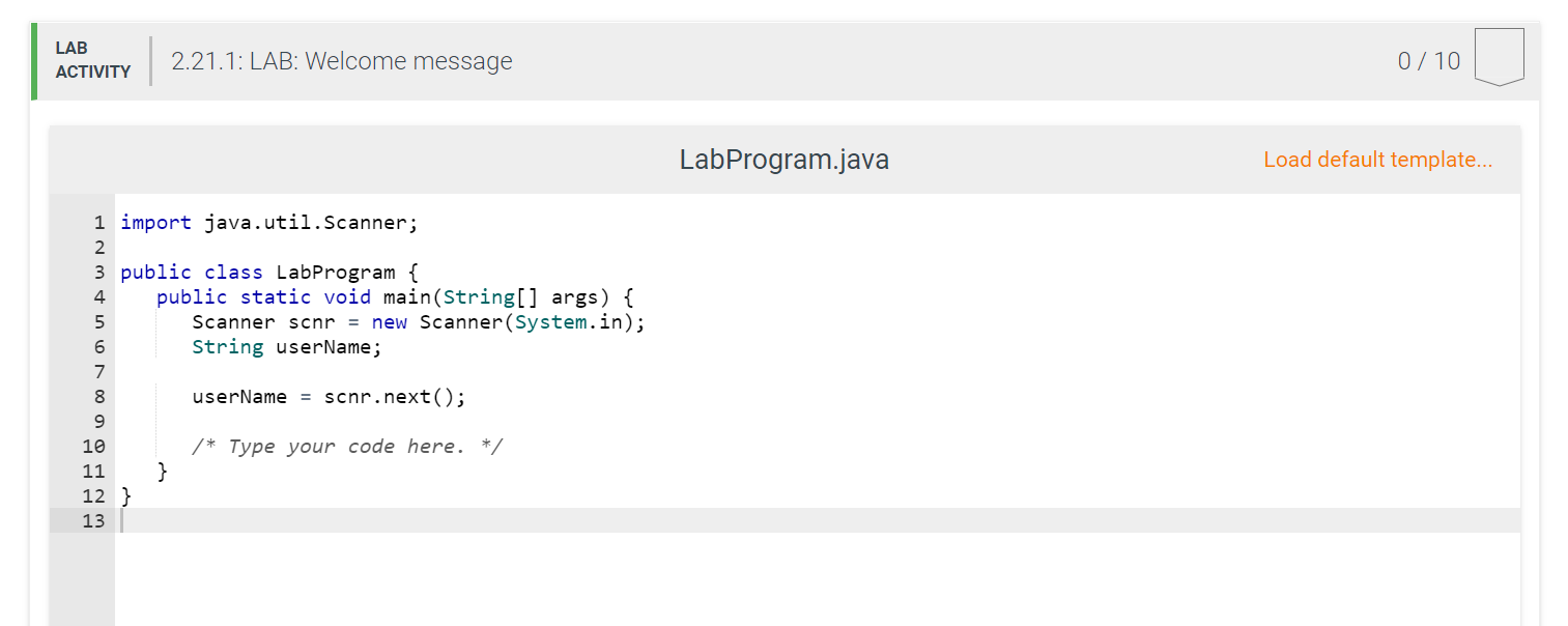 Solved 2.21 LAB: Welcome message Write a program that takes | Chegg.com