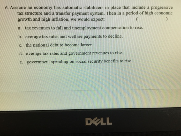 Solved 6. Assume an economy has automatic stabilizers in | Chegg.com