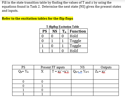 Solved Fill in the state transition table by finding the | Chegg.com