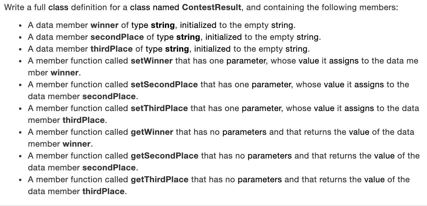 Solved Write a full class definition for a class named | Chegg.com
