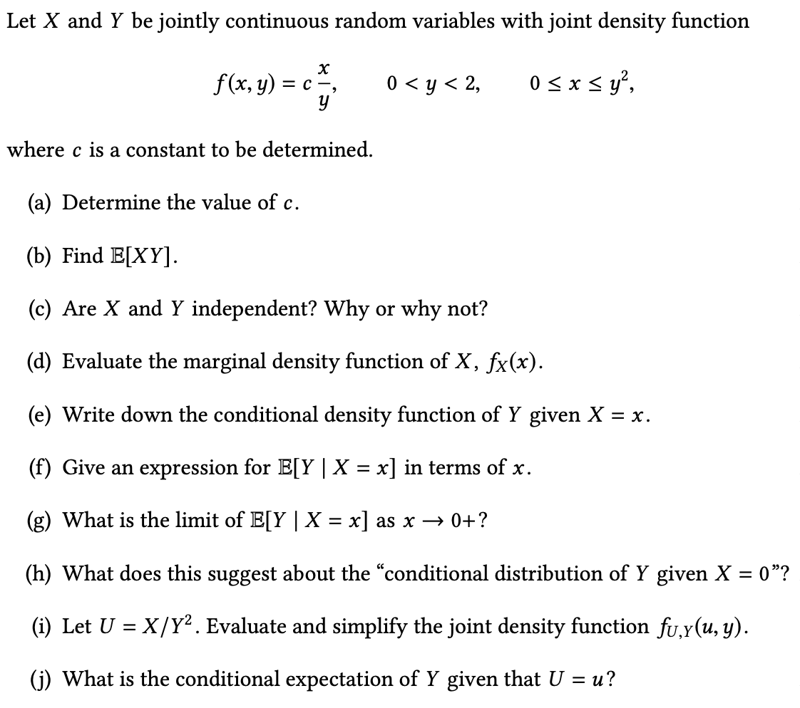 Solved Let X and Y be jointly continuous random variables | Chegg.com