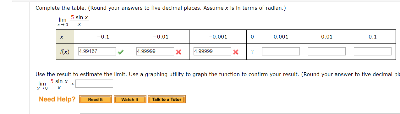 Solved Complete the table. (Round your answers to five | Chegg.com