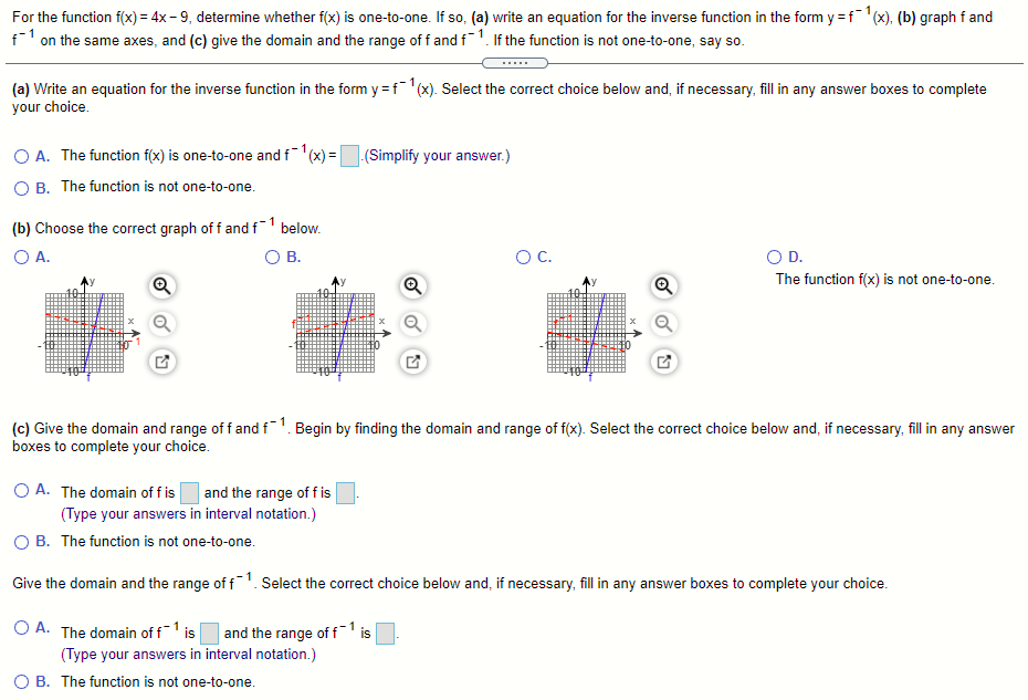Solved For the function f(x) = 4x -9, determine whether f(x) | Chegg.com