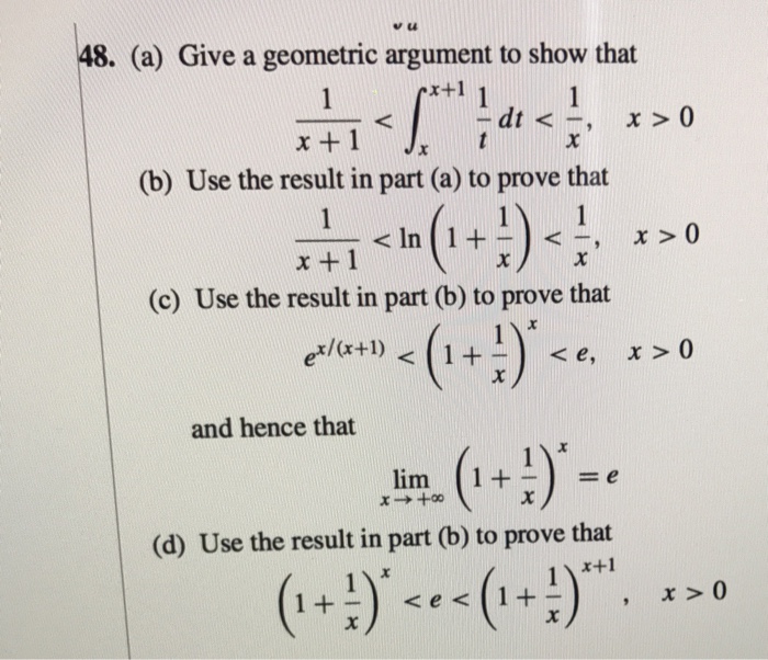 Solved Give a geometric argument to show that 1/x + 1