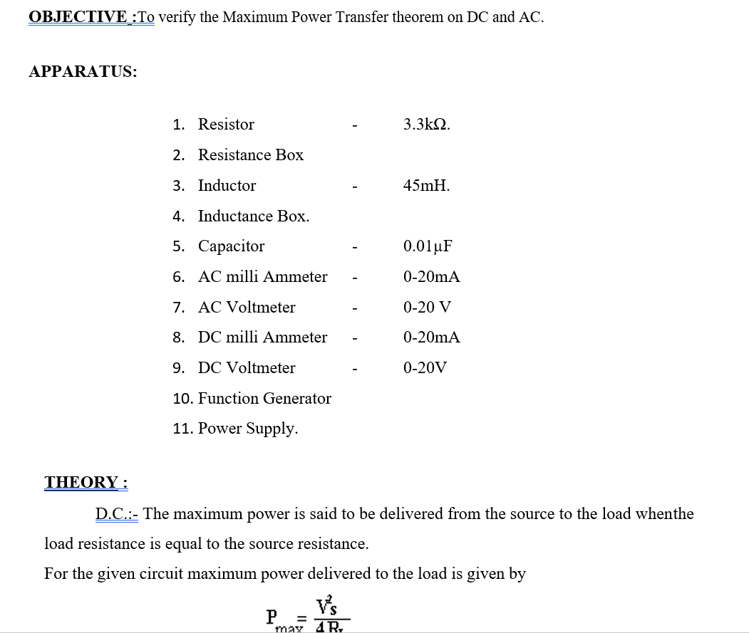 Solved OBJECTIVE :To verify the Maximum Power Transfer | Chegg.com