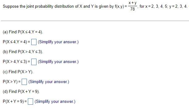 Solved Suppose the joint probability distribution of X and Y | Chegg.com