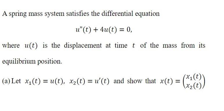 Solved A spring mass system satisfies the differential | Chegg.com