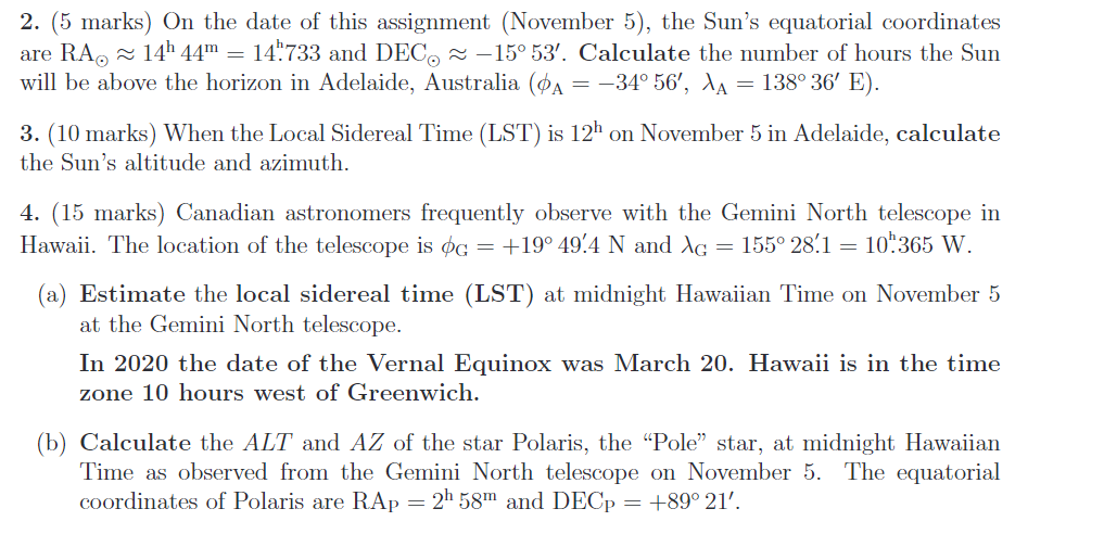 2. (5 marks) On the date of this assignment (November | Chegg.com