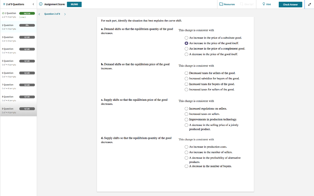 Solved Assignment Score: Give Up Hint Resources E2 of 9 | Chegg.com