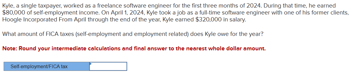 Solved Kyle, a single taxpayer, worked as a freelance | Chegg.com