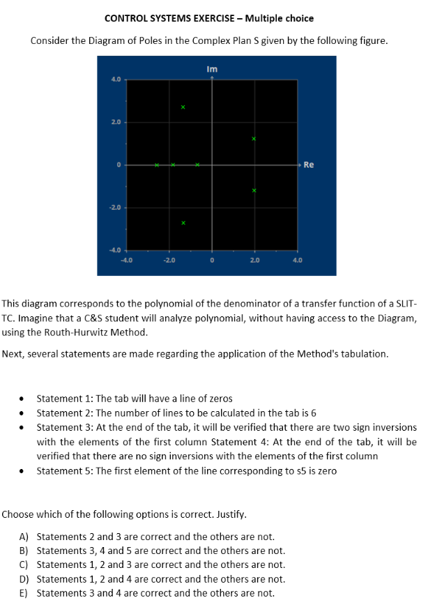 Solved CONTROL SYSTEMS EXERCISE - Multiple choice Consider | Chegg.com
