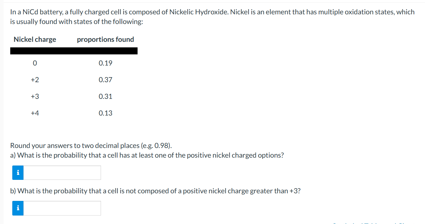 Solved In a NiCd battery, a fully charged cell is composed | Chegg.com