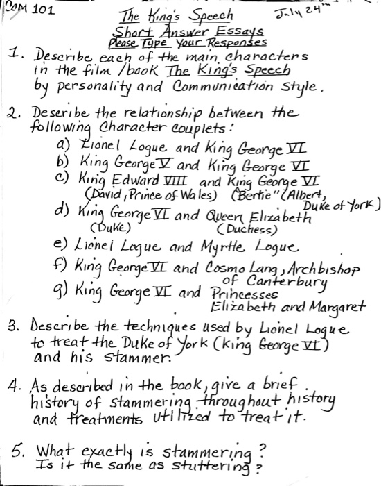 Please answer these questions based on King’s speech | Chegg.com