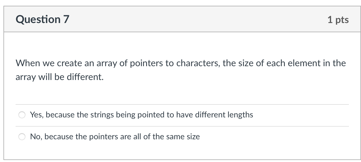 Solved When we create an array of pointers to characters, | Chegg.com