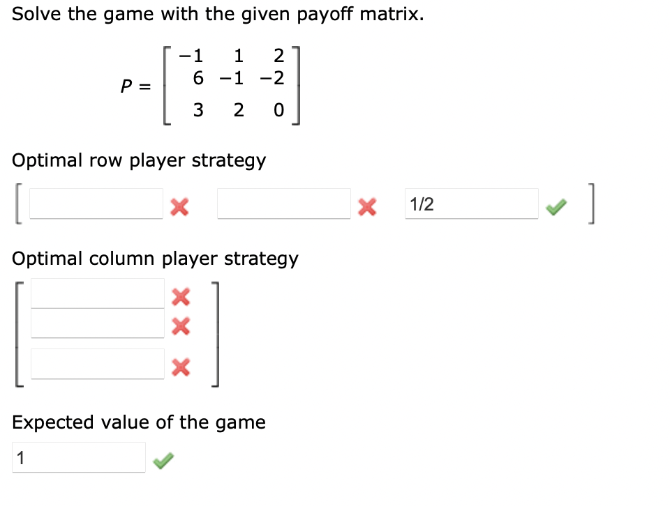 Solved Solve the game with the given payoff matrix. | Chegg.com