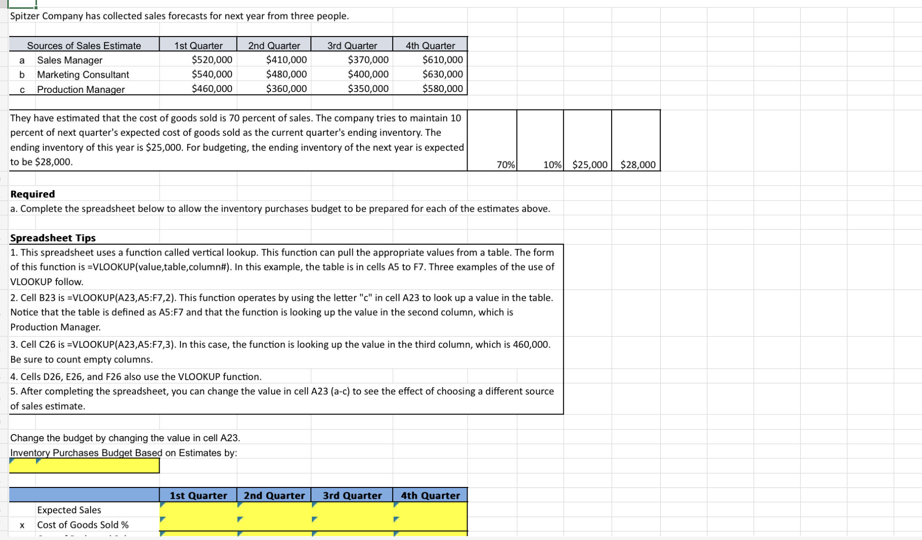 Solved Please help with this excel spread sheet problem. | Chegg.com