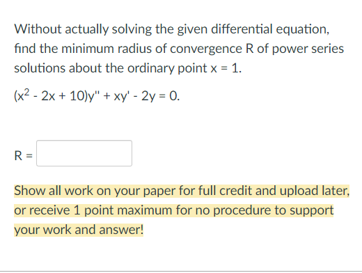 Solved Without actually solving the given differential | Chegg.com