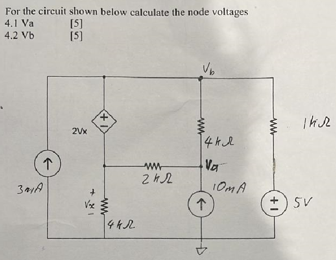 Solved For the circuit shown below calculate the node | Chegg.com