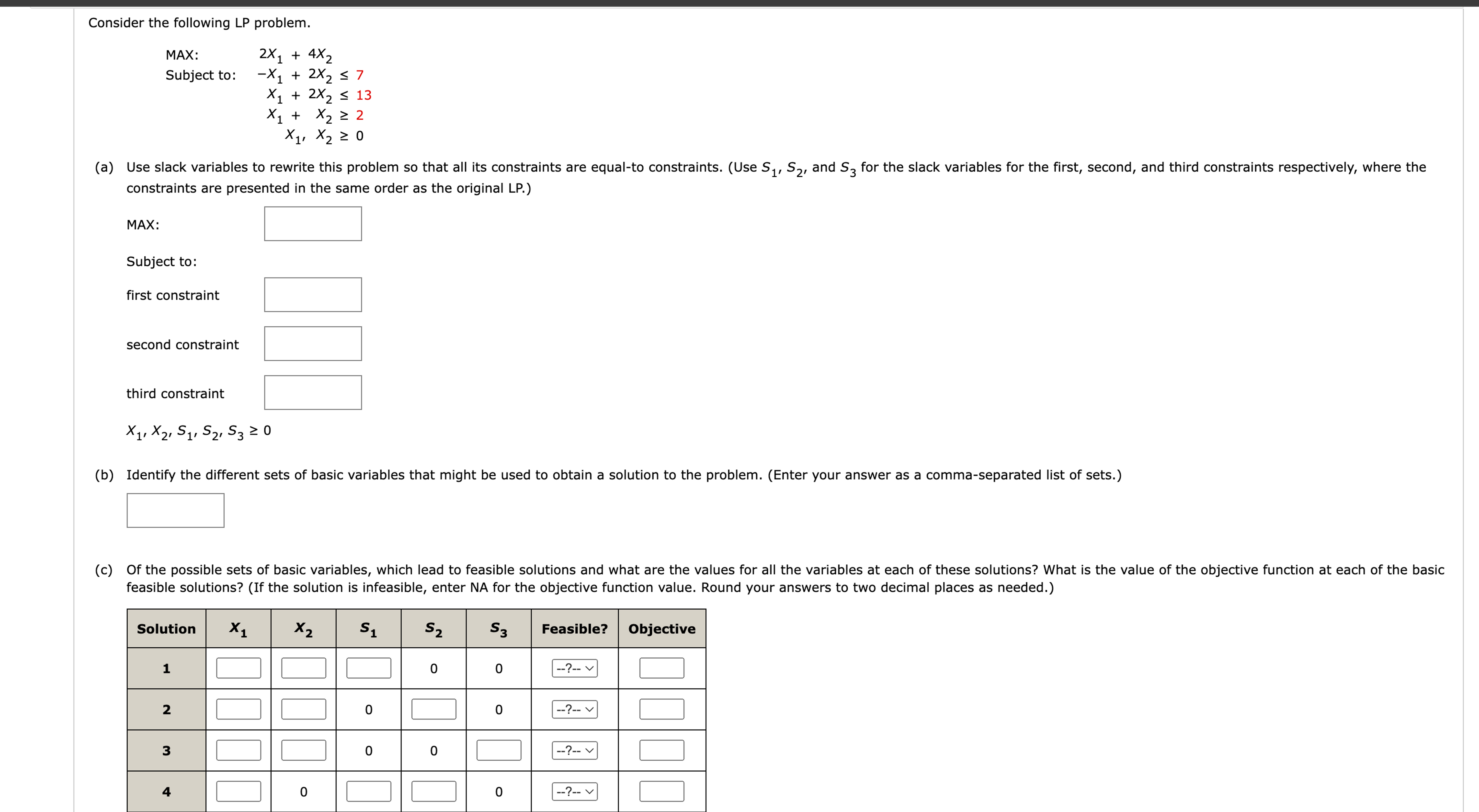 Solved Consider the following LP problem. ﻿MAX: 2x1+4x2 | Chegg.com