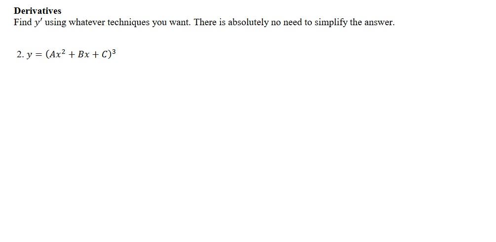 Solved Derivatives Find y′ using whatever techniques you | Chegg.com