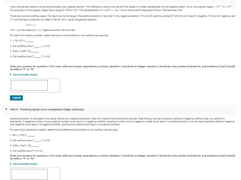 Solved Two's complement addition works almost exactly like | Chegg.com