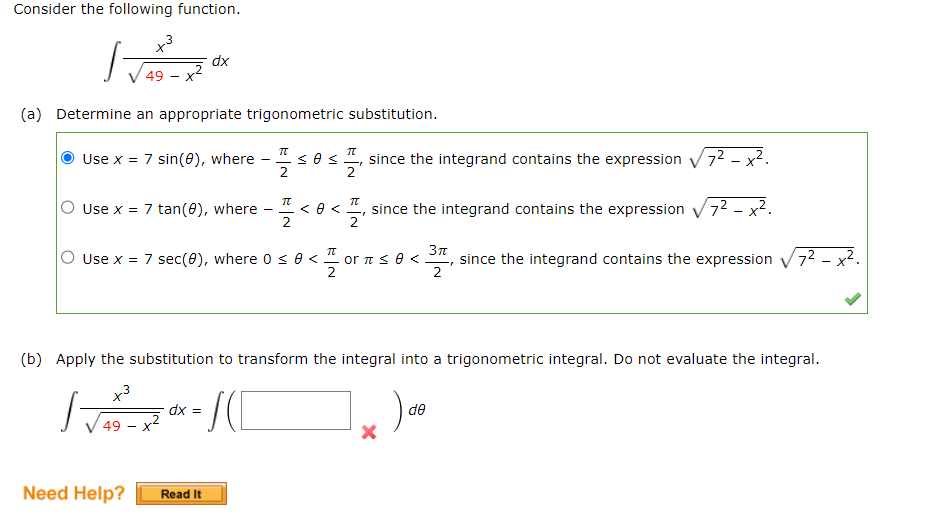 Solved (b) Apply the substitution to transform the integral | Chegg.com