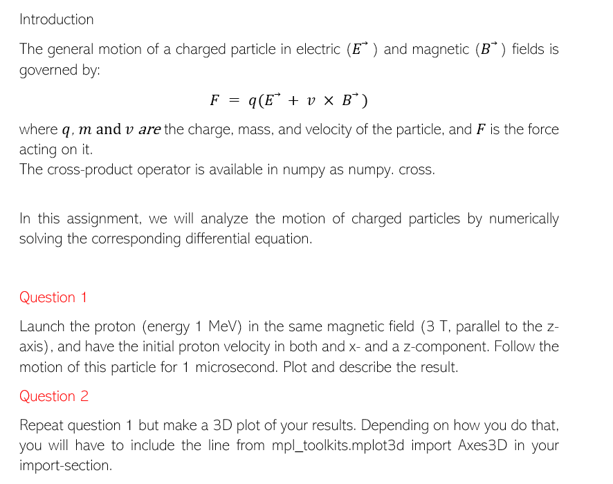 Solved Introduction The general motion of a charged particle | Chegg.com
