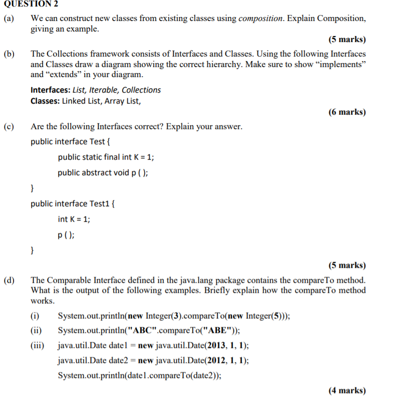 Solved (b) QUESTION 2 (a) We can construct new classes from | Chegg.com
