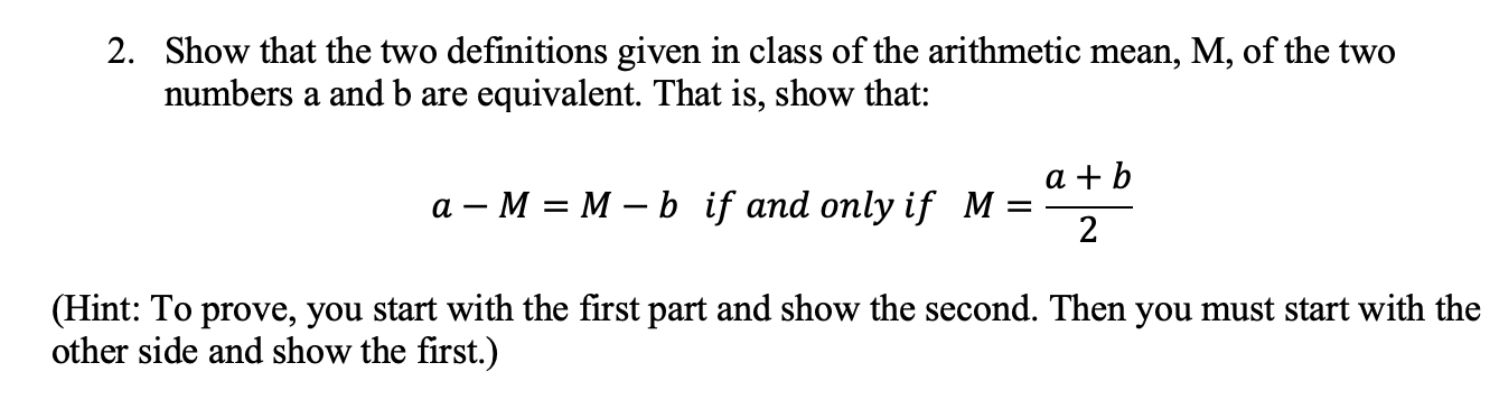 Solved 2. Show that the two definitions given in class of | Chegg.com