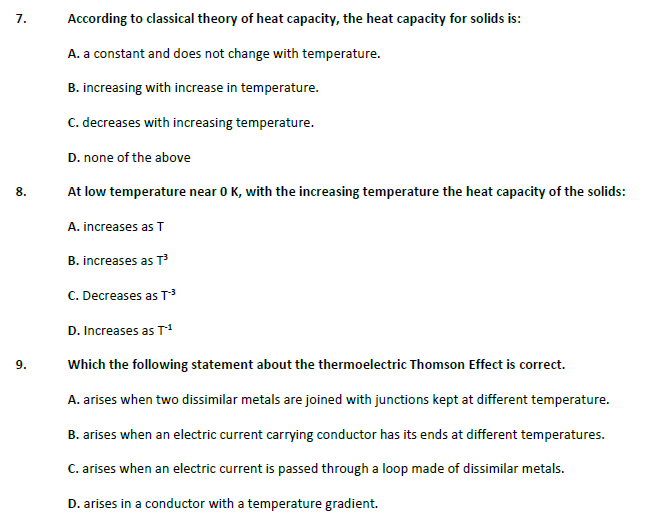 Solved 7. According to classical theory of heat capacity, | Chegg.com