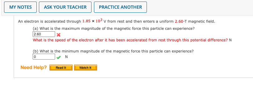 Solved An electron is accelerated through 1.85×103 V from | Chegg.com