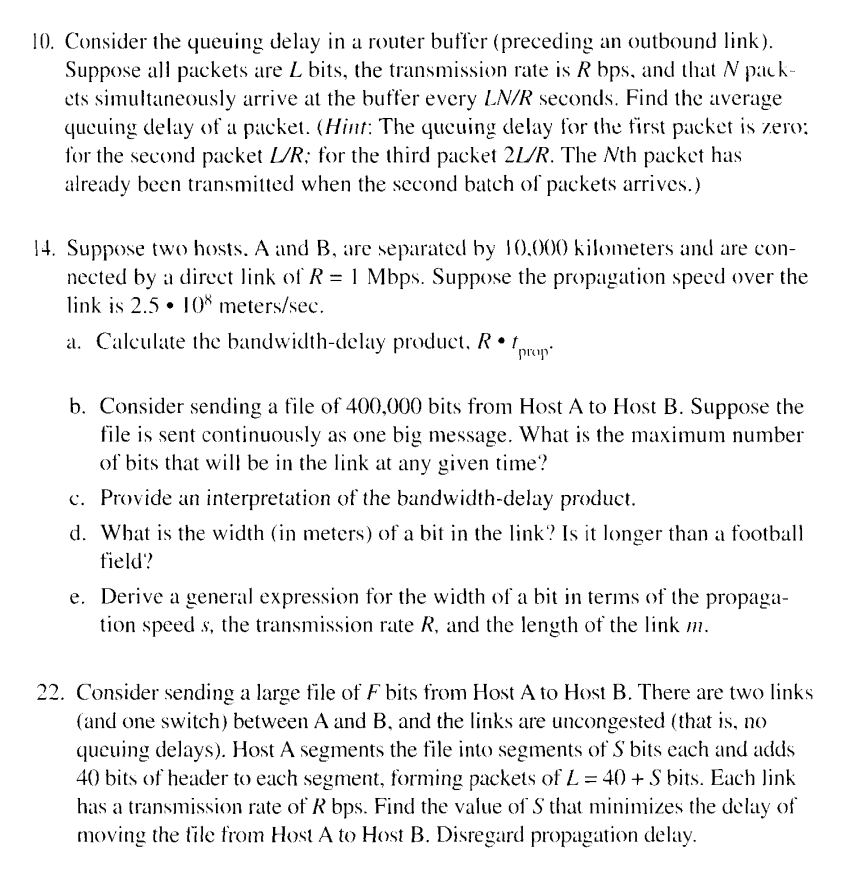 Solved 10 Consider The Queuing Delay In A Router Buffer 