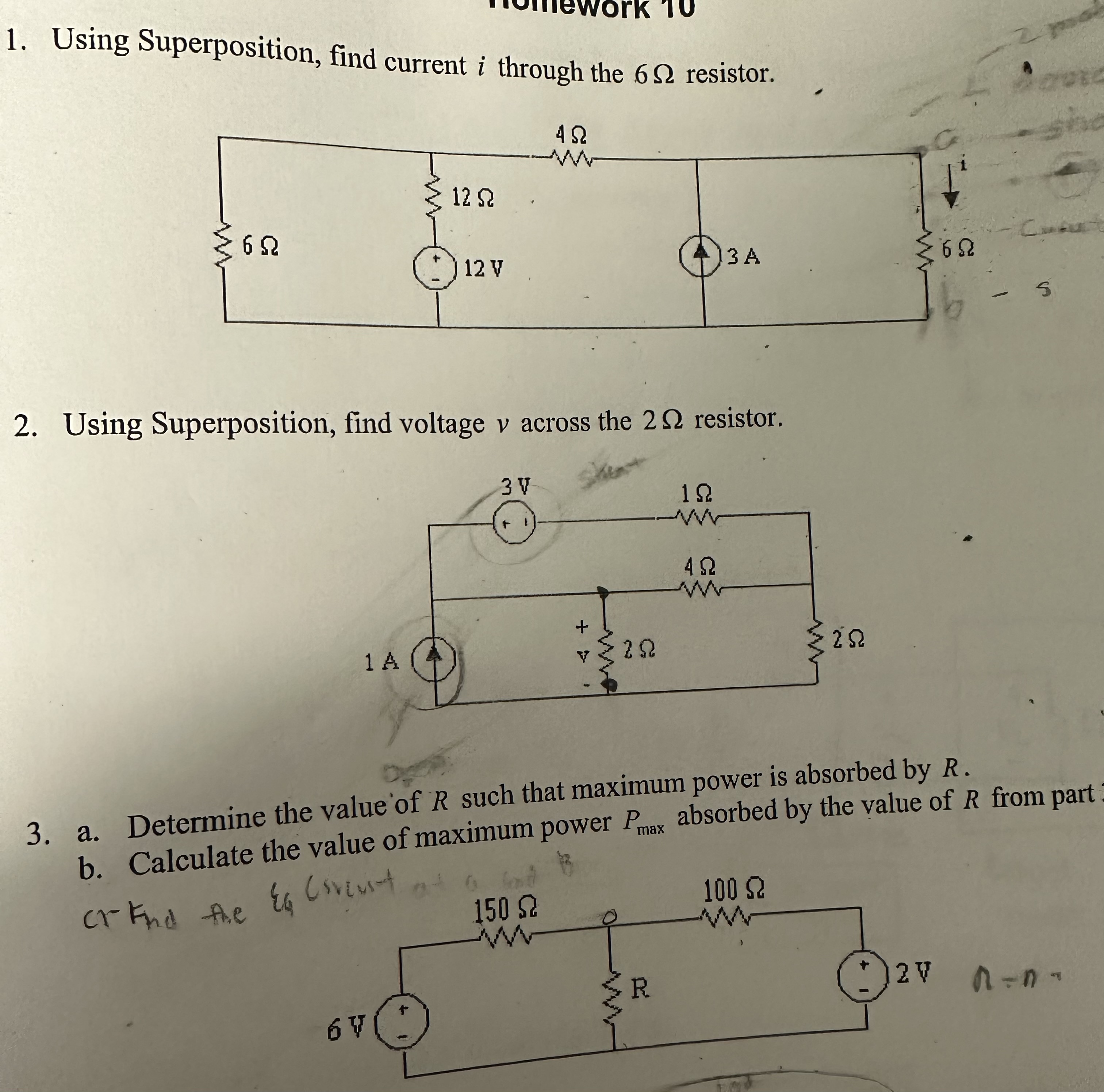 Solved 1 Using Superposition Find Current I Through The 6Ω
