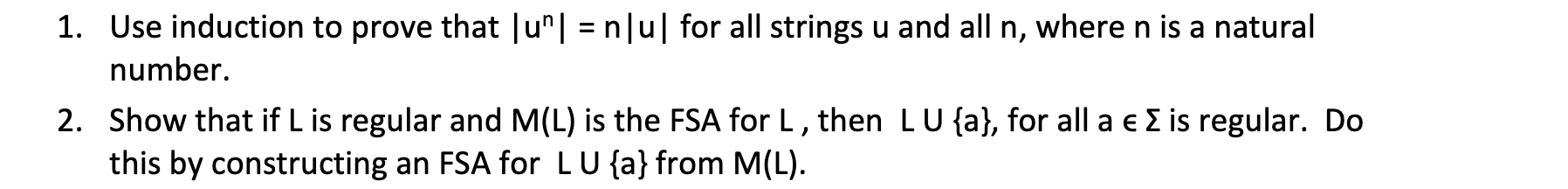 Solved 1. Use induction to prove that ∣un∣=n∣u∣ for all | Chegg.com