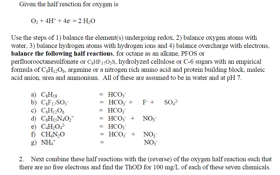 Solved Given the half reaction for oxygen is 02 + 4H+ + 4e = | Chegg.com