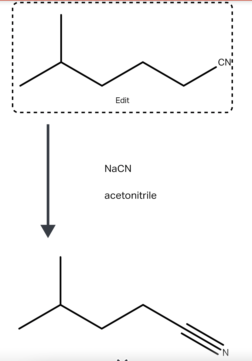 Solved 1 I CN: 1 Edit NaCN acetonitrile 'N | Chegg.com
