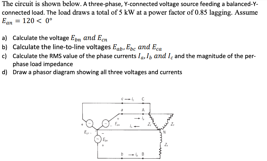 Solved The circuit is shown below. A three-phase, | Chegg.com