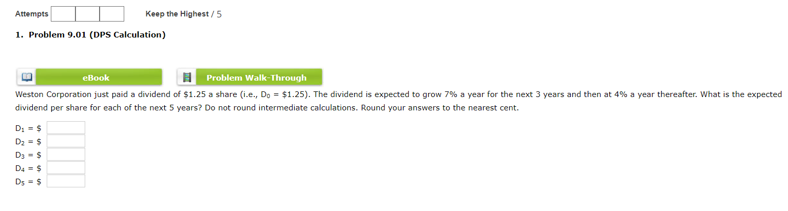 Solved Attempts Keep the Highest / 5 1. Problem 9.01 (DPS | Chegg.com