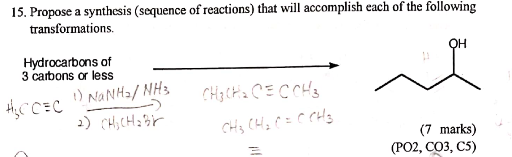Solved 15. Propose a synthesis (sequence of reactions) that | Chegg.com