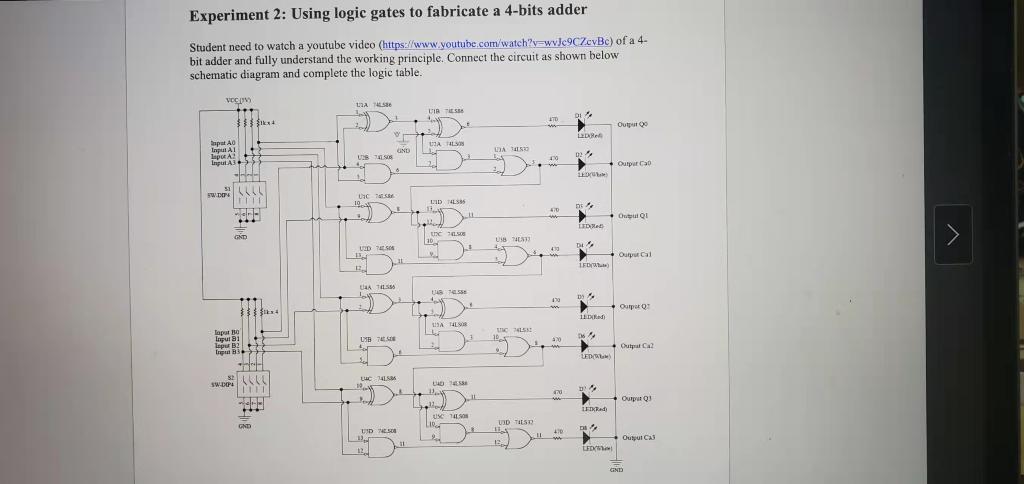 Solved Experiment 2: Using logic gates to fabricate a 4-bits | Chegg.com