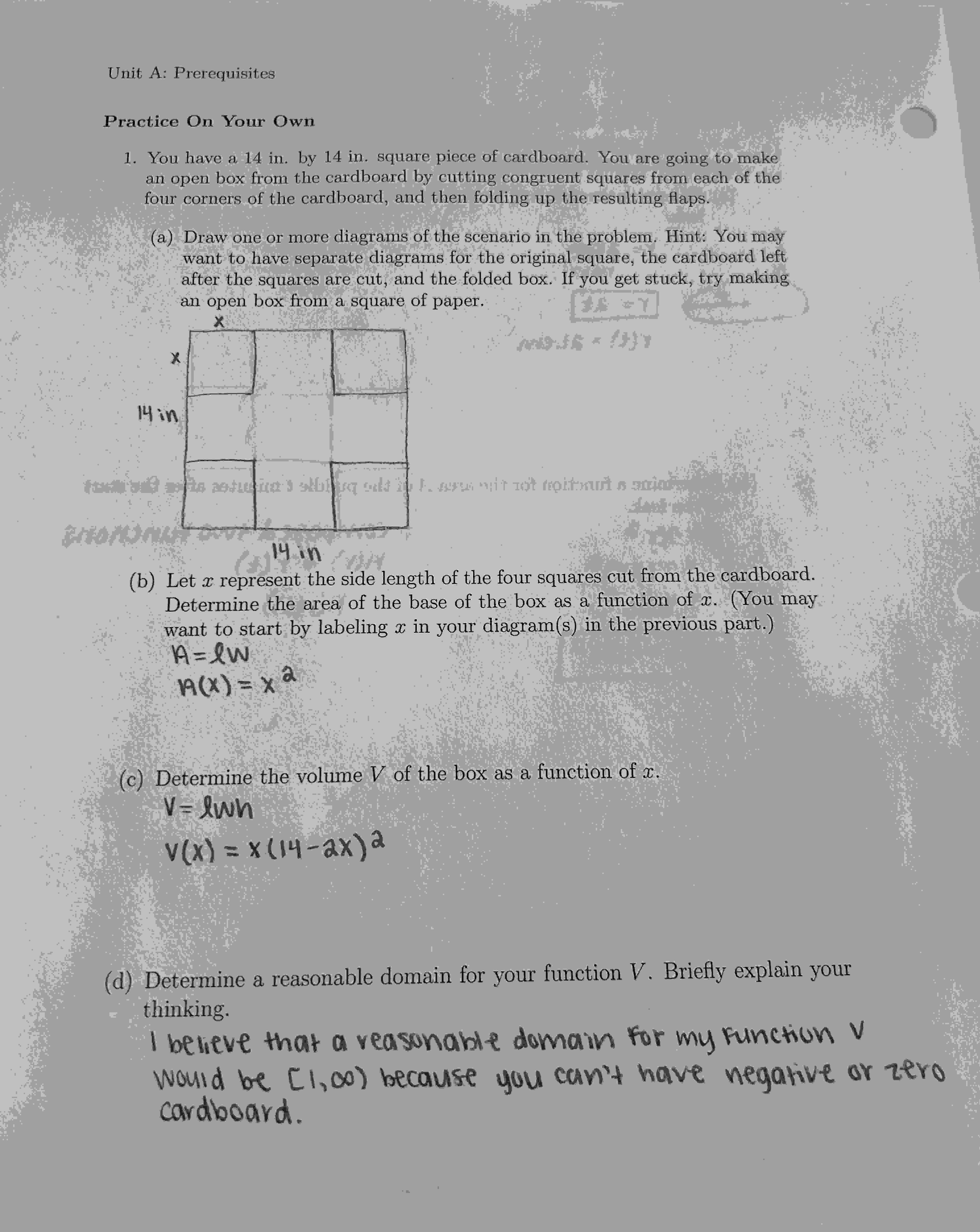 Solved You have a 14in. ﻿by 14in. ﻿square piece of | Chegg.com