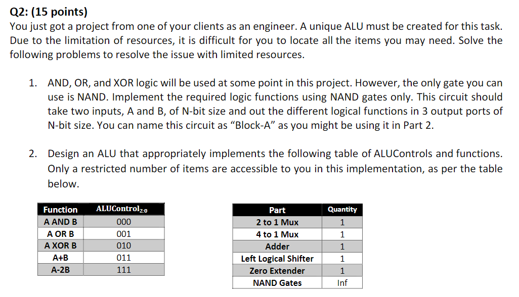 Solved Q2: (15 points) You just got a project from one of | Chegg.com