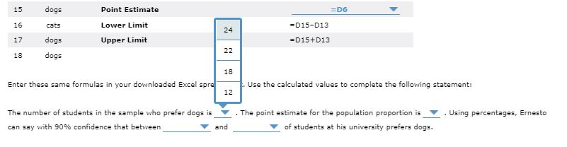 Solved 8. Using Excel - Constructing an interval estimate | Chegg.com